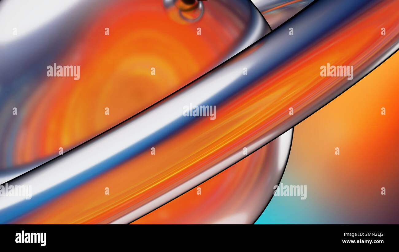 Red, orange, metallic model of Saturn like modern art abstract ...