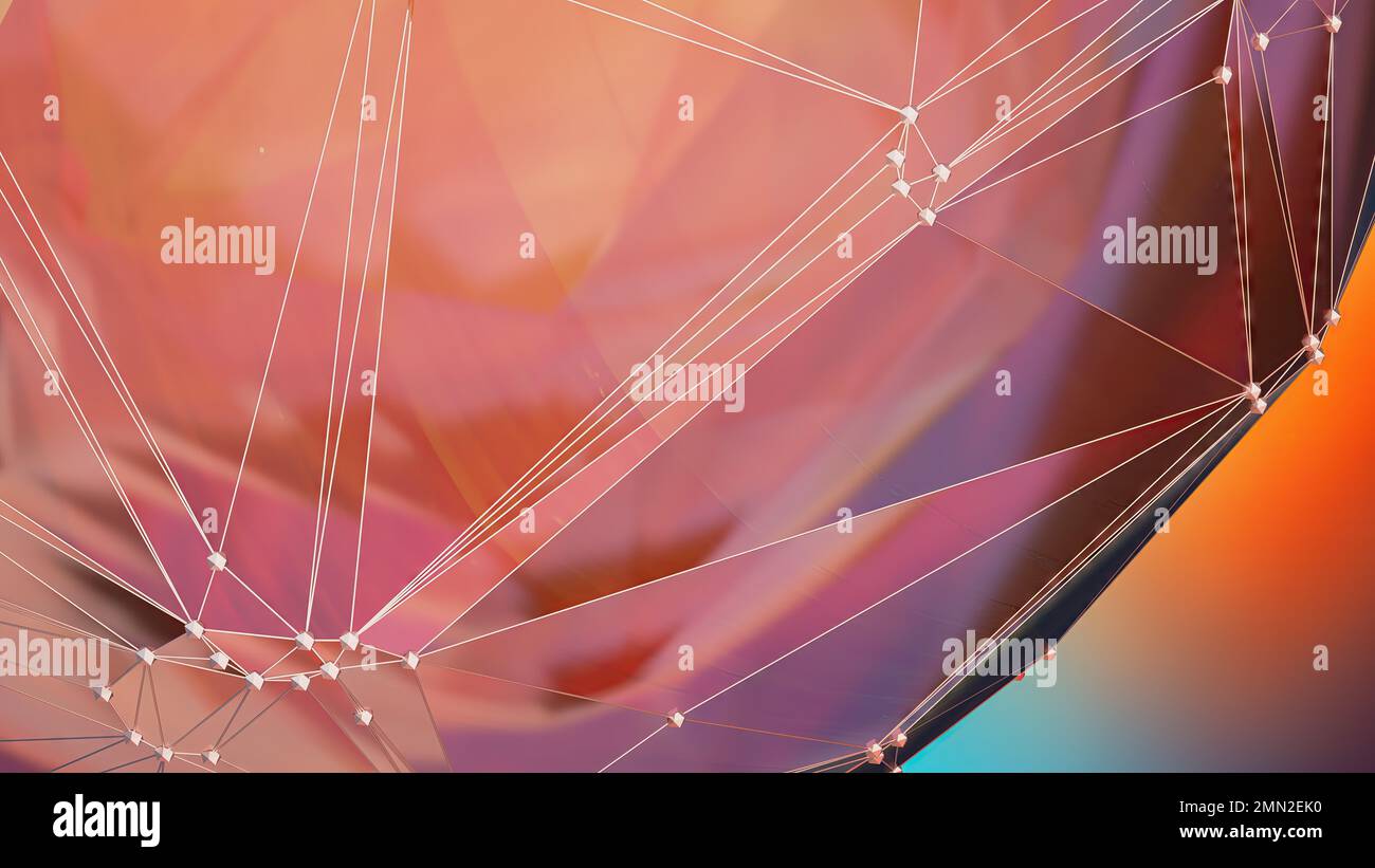 Red, orange, network-forming Plexus-style abstract, dramatic, passionate, luxurious, modern 3D ...