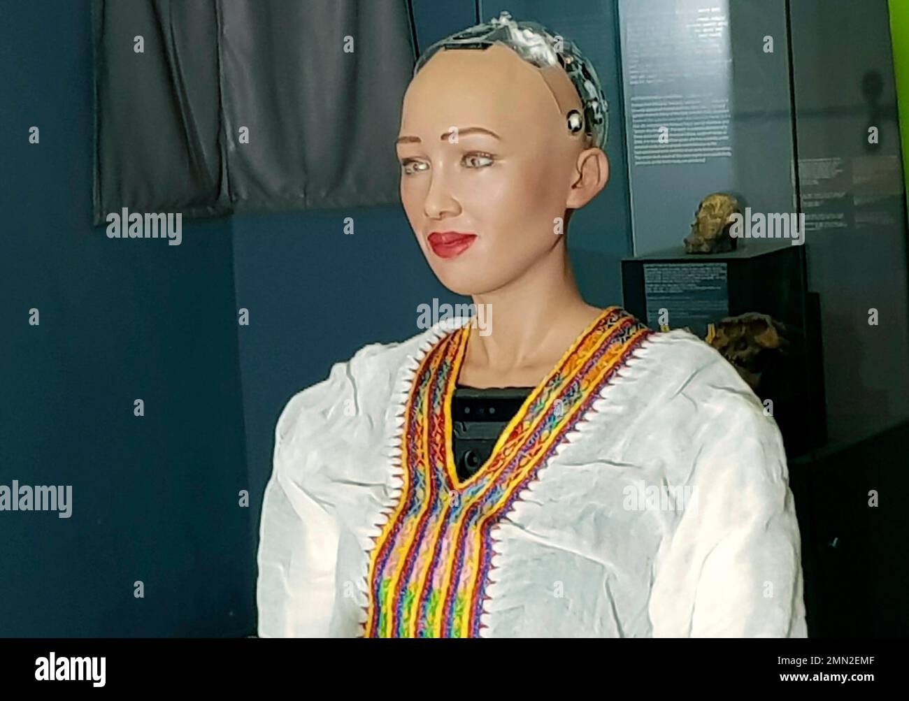In this photo of Monday July 2, 2018, humanoid robot Sophia is ...