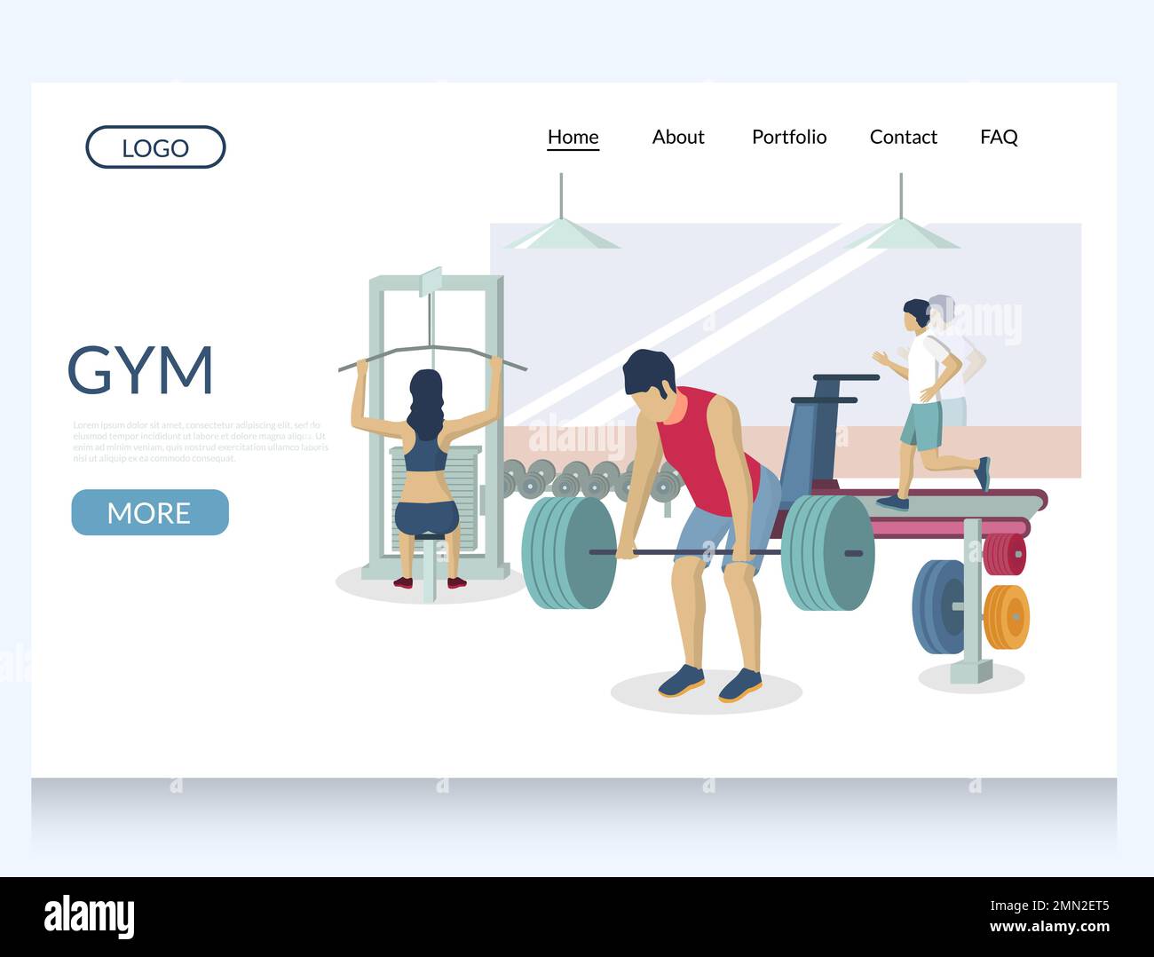 Gym vector website landing page design template Stock Vector Image ...