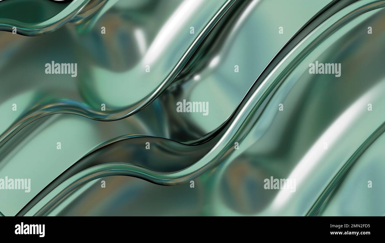 green sine wave-like metal flowing from top left to bottom right ...