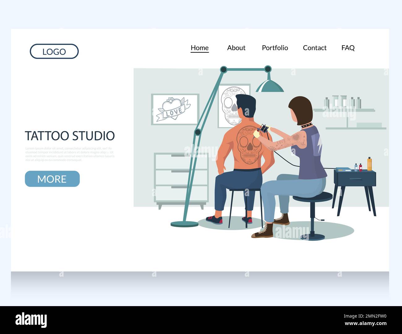 Tattoo studio vector website landing page design template Stock Vector ...