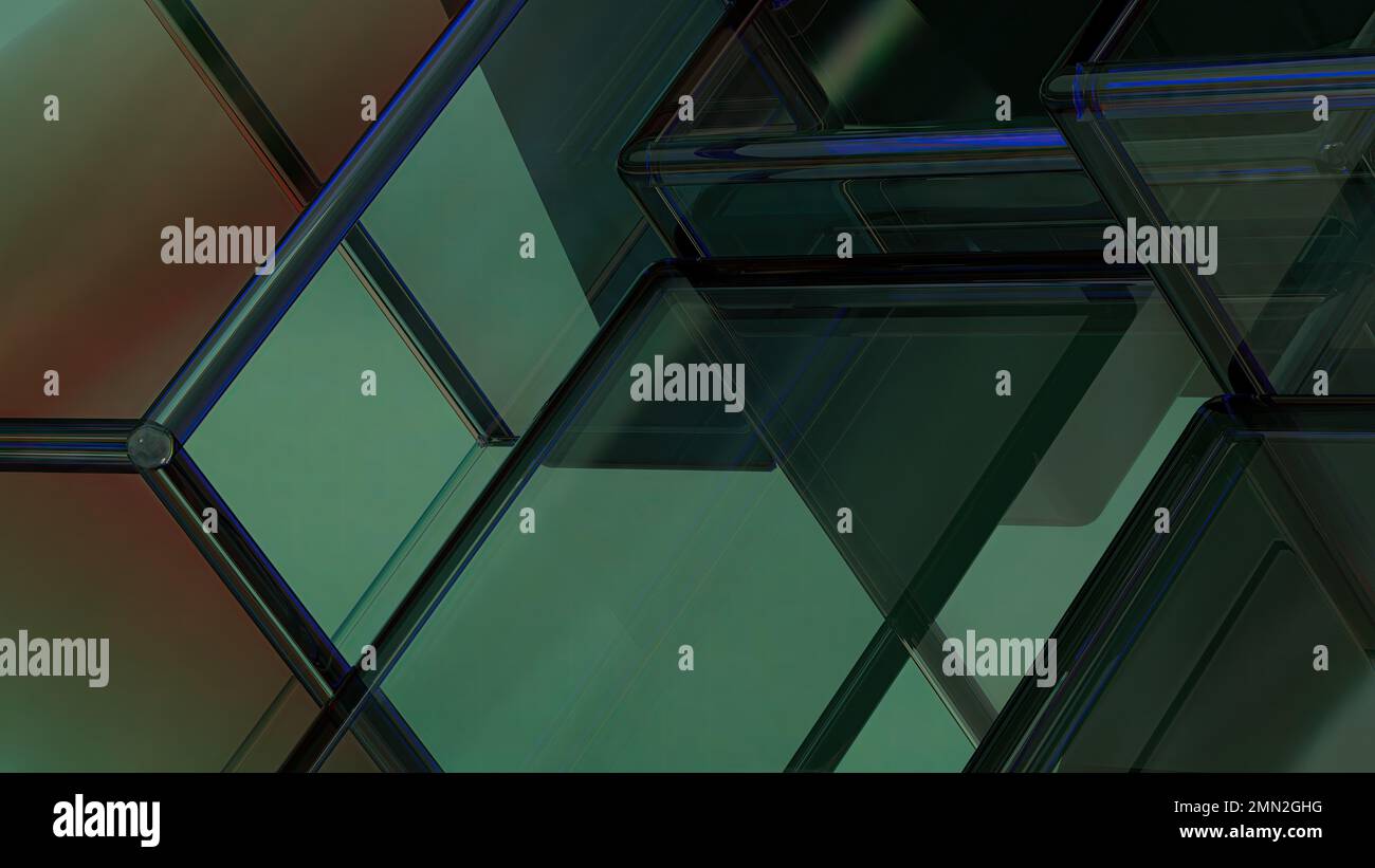 Green glass cube extruded in steps Abstract, dramatic, modern ...