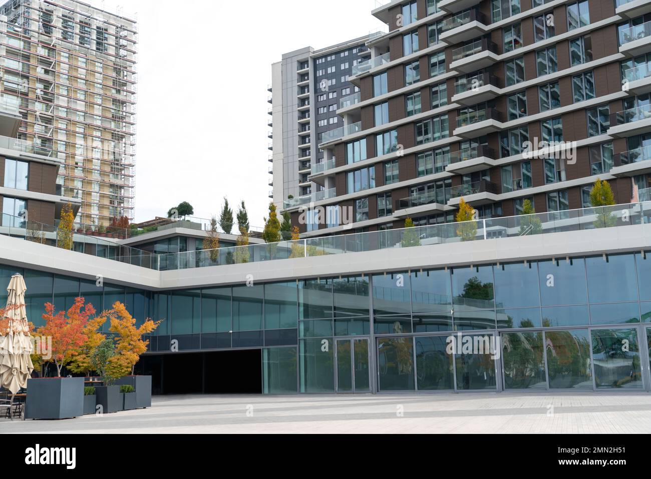 Modern glass buildings with terraced gardens Stock Photo - Alamy