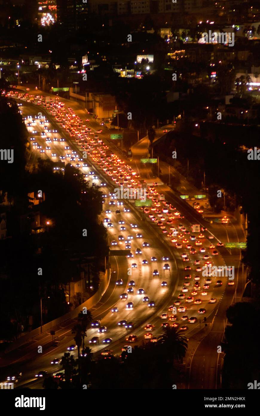 Hollywood Freeway (101) from Hollywood Bowl Overlook, at night, Los ...