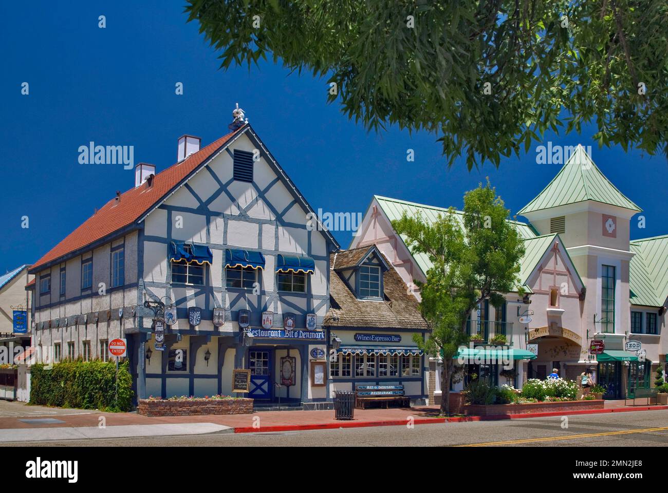 Shops at Alisol Road in Danish Village at Solvang, California, USA ...