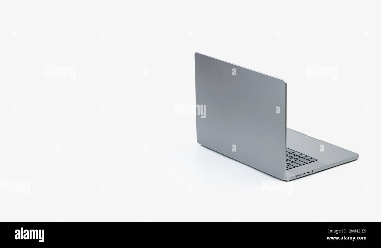 Gray laptop isolated on white background Stock Photo - Alamy