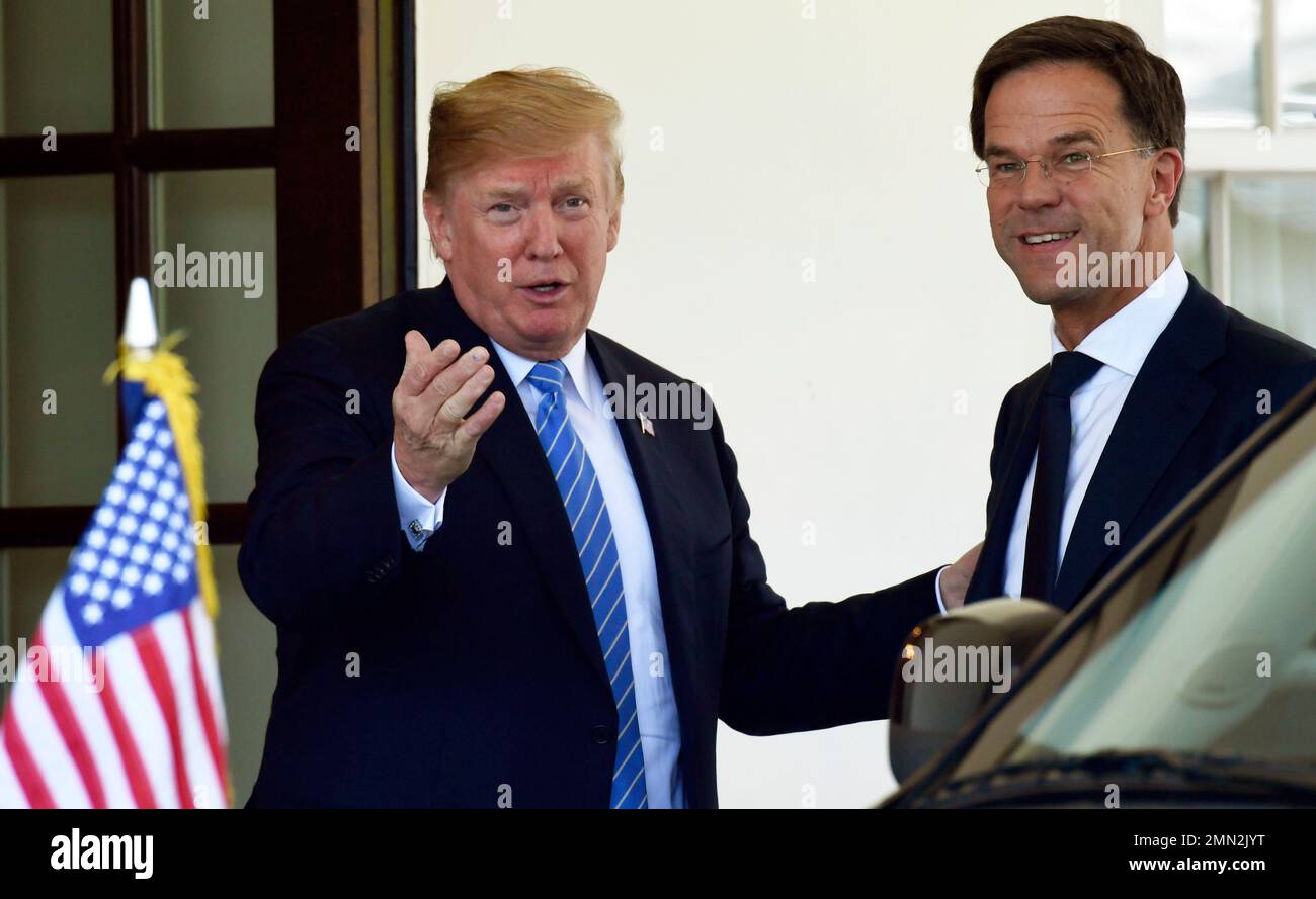 President Donald Trump, left, welcomes Dutch Prime Minister Mark Rutte ...