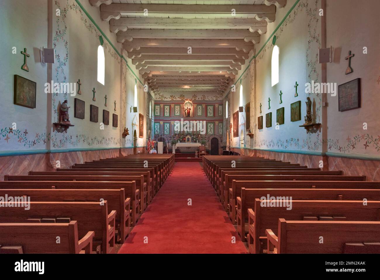 Church interior at Mission Santa Ines Solvang, California, USA Stock ...