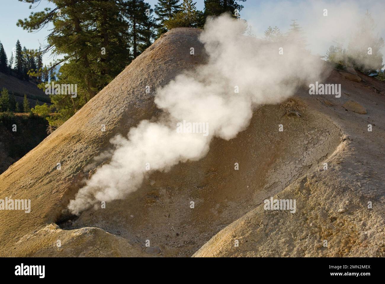 Fumaroles steam vents in Sulphur Works area at Lassen Volcanic National ...