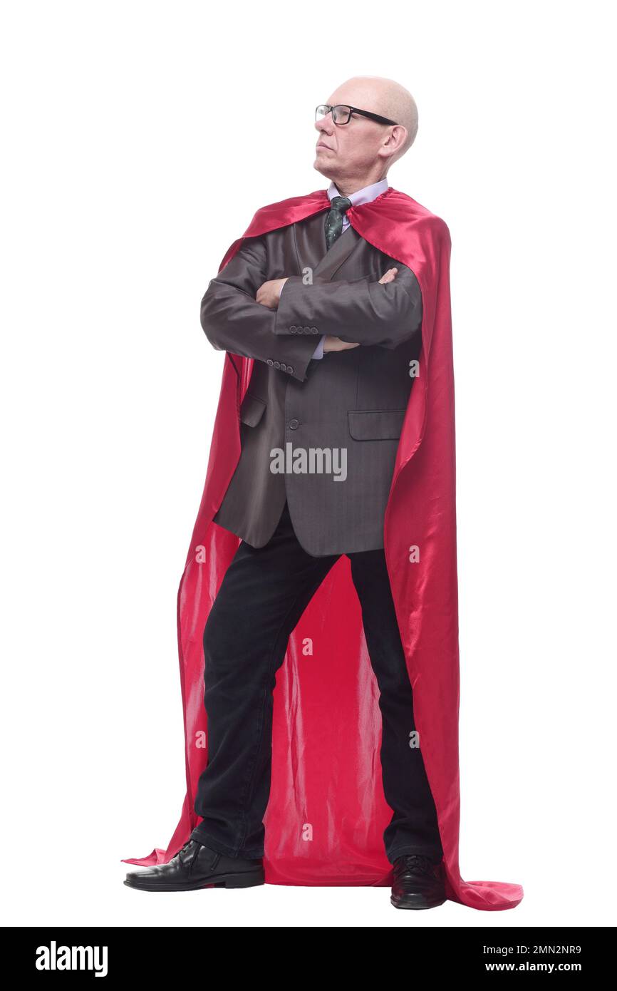 business man in a superhero raincoat. isolated on a white Stock Photo ...