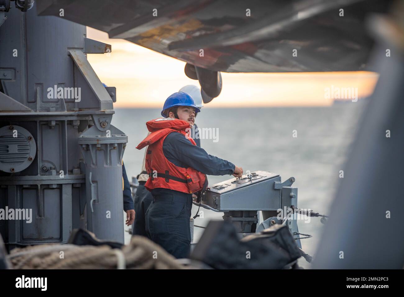 Boatswain’s Mate Seaman Stephen Lawrence, assigned to the Arleigh Burke ...
