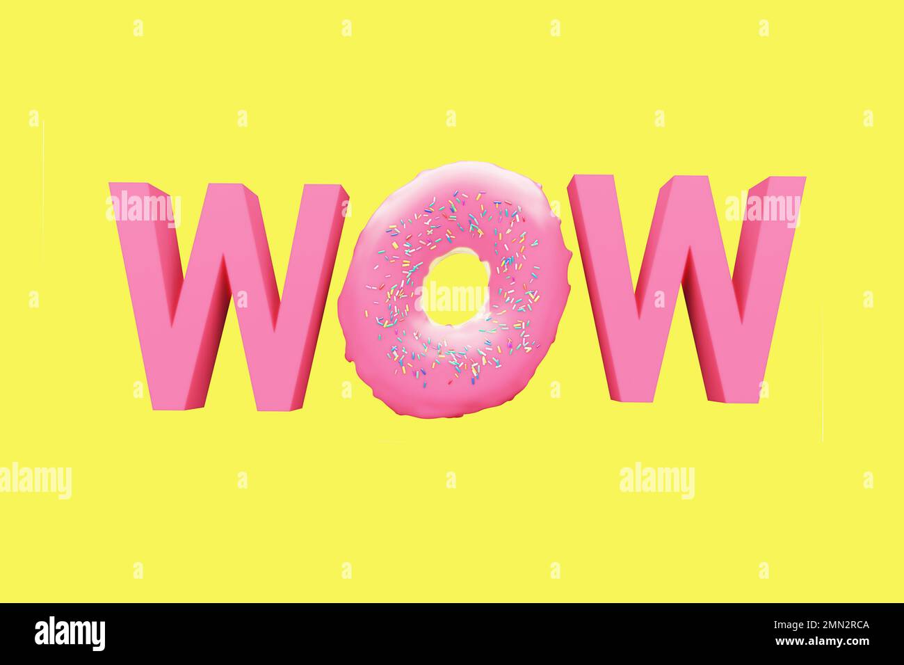 3d wow colored speech text on yelloww background, 3d rendering Stock ...