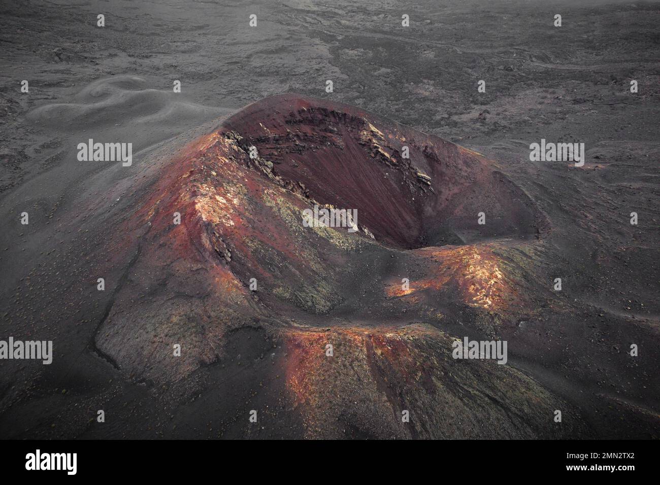 Aerial View of Volcano in Lanzarote Stock Photo - Alamy