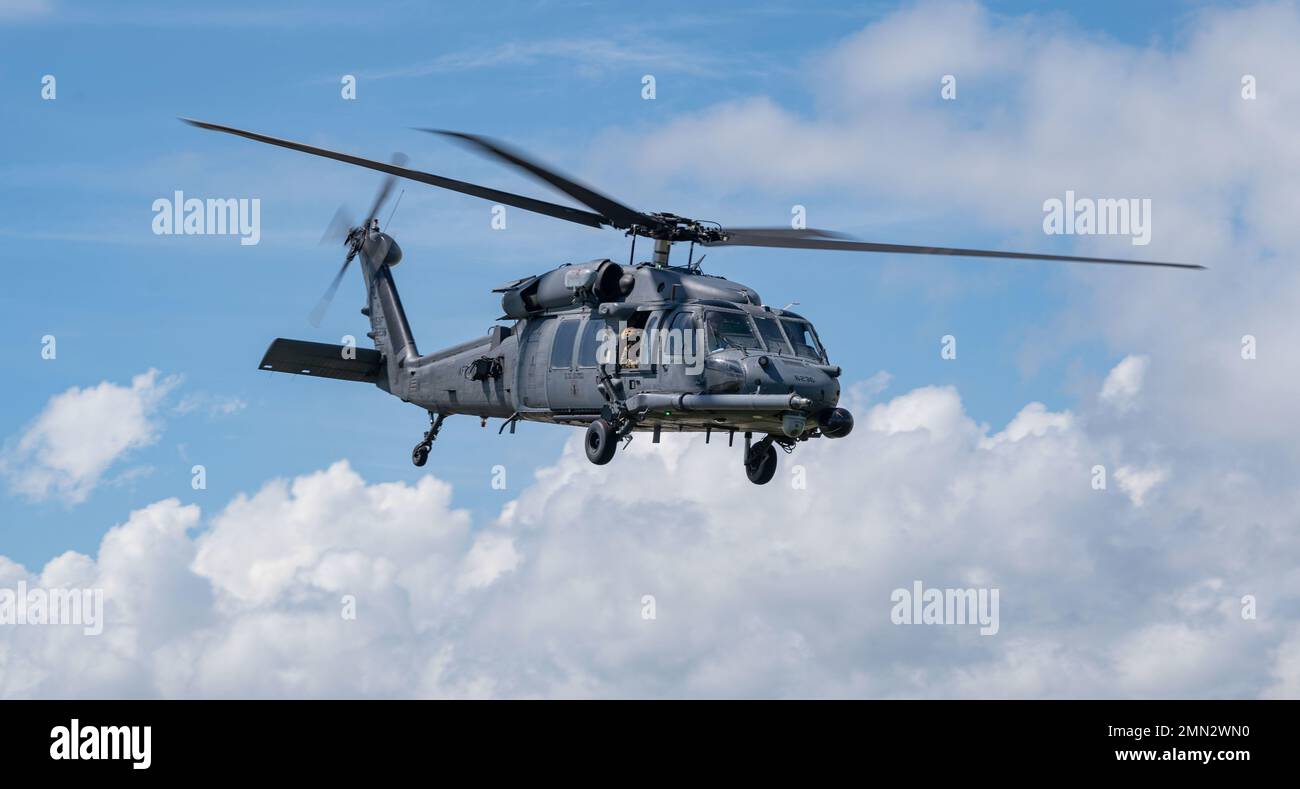An HH-60G Pave Hawk helicopter departs Patrick Space Force Base ...