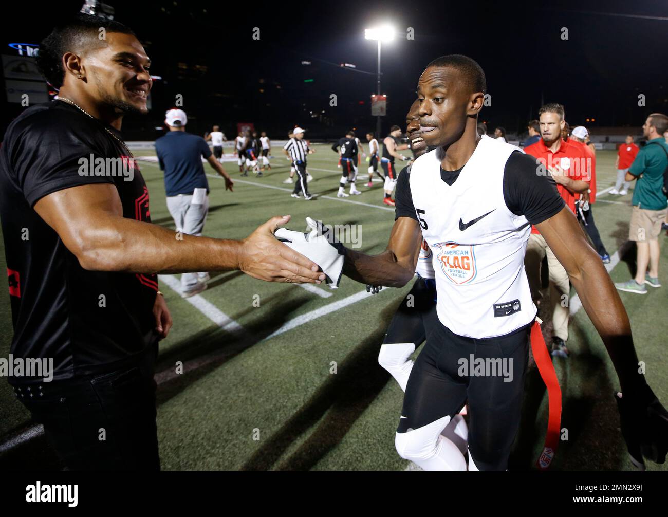 Fighting Cancer's Nate Webster is greeted on the sidelines following ...