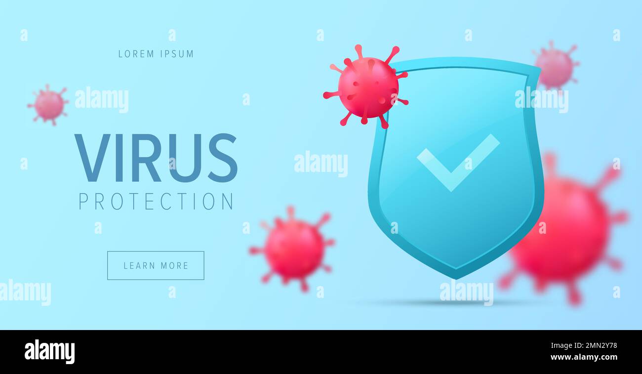 Virus protection concept. Security shield for virus protection. Vector ...