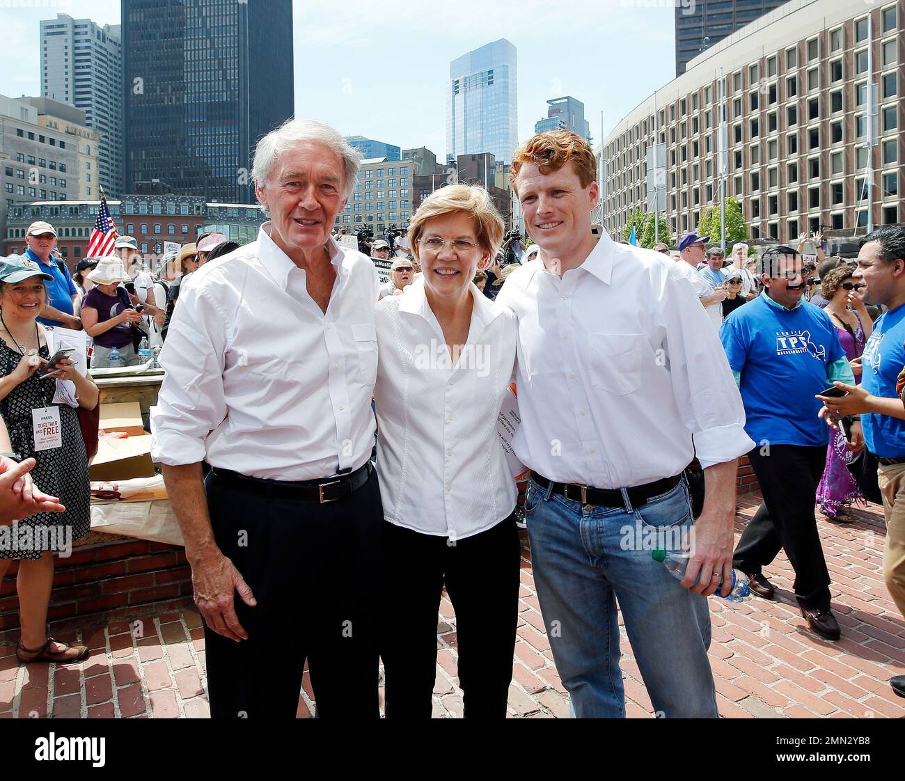 Sen. Ed Markey, D-Mass., from left, Sen. Elizabeth Warren, D-Mass. and ...