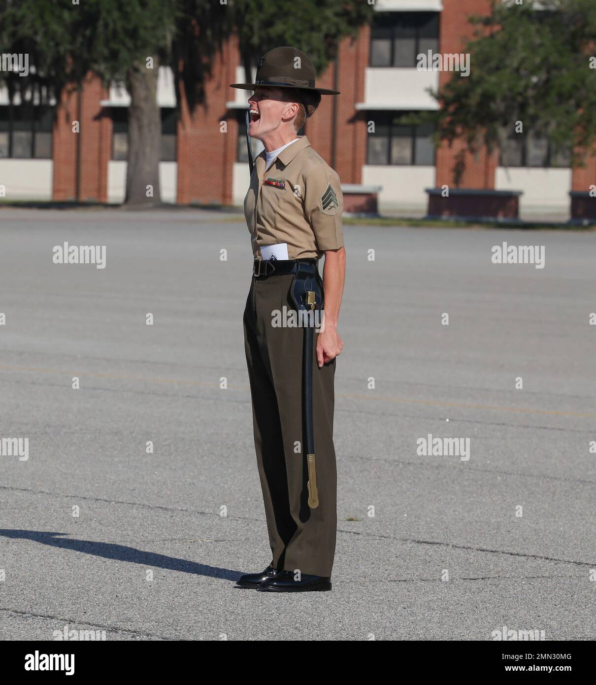 A drill instructor from India Company, 3rd Recruit Training Battalion ...