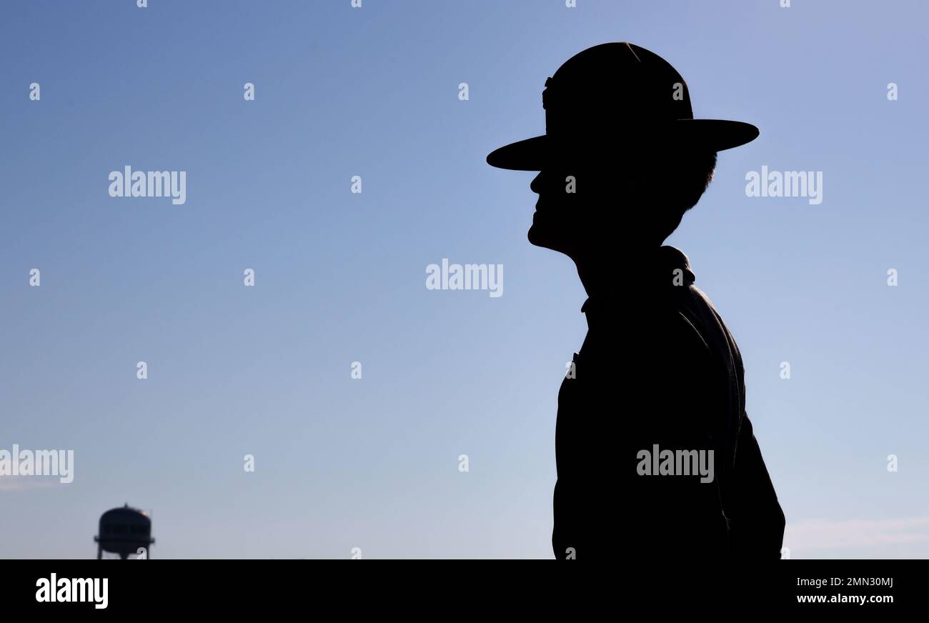 A drill instructor from India Company, 3rd Recruit Training Battalion ...