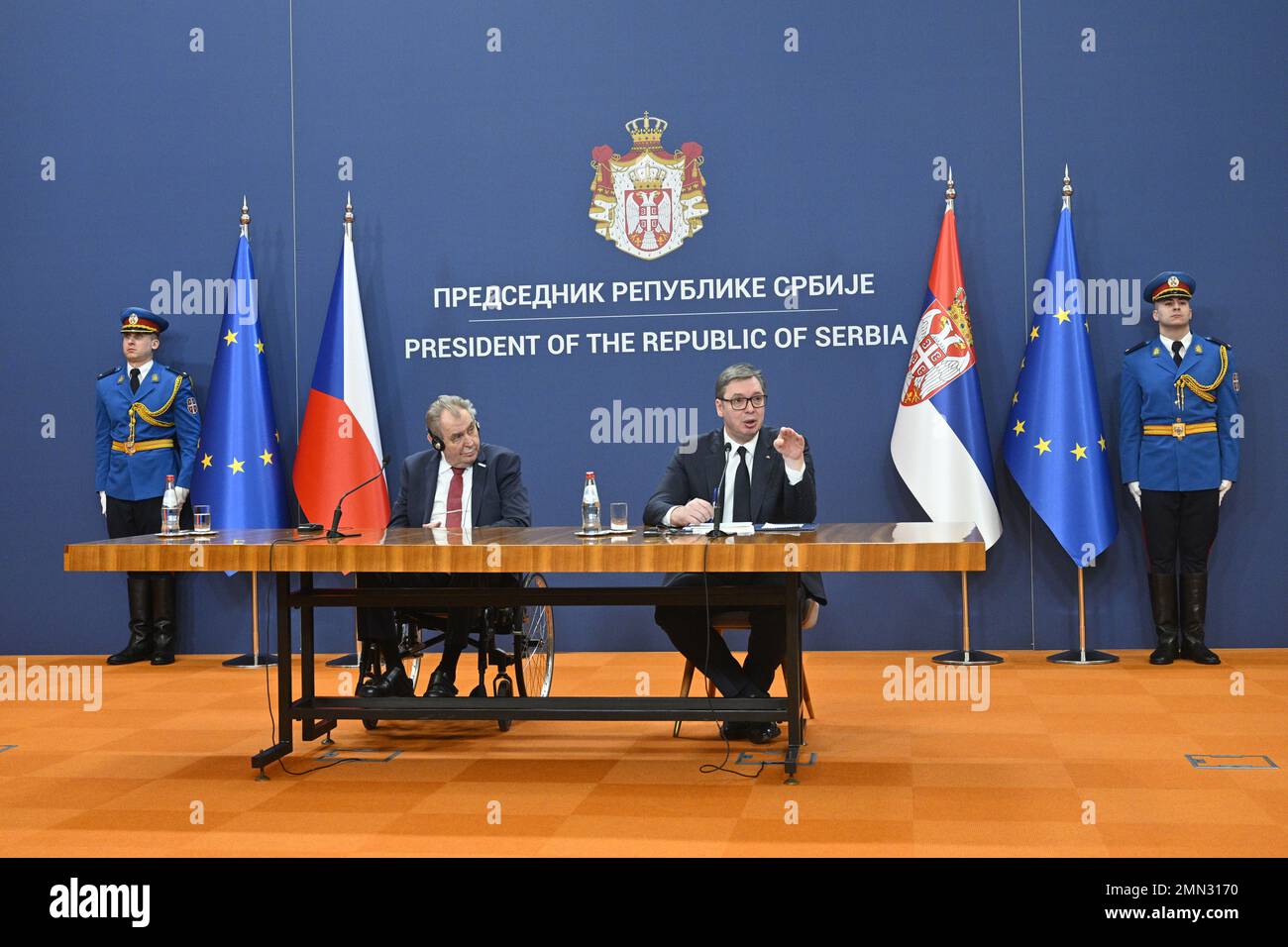 Belehrad, Srbsko. 30th Jan, 2023. Czech President Milos Zeman and ...
