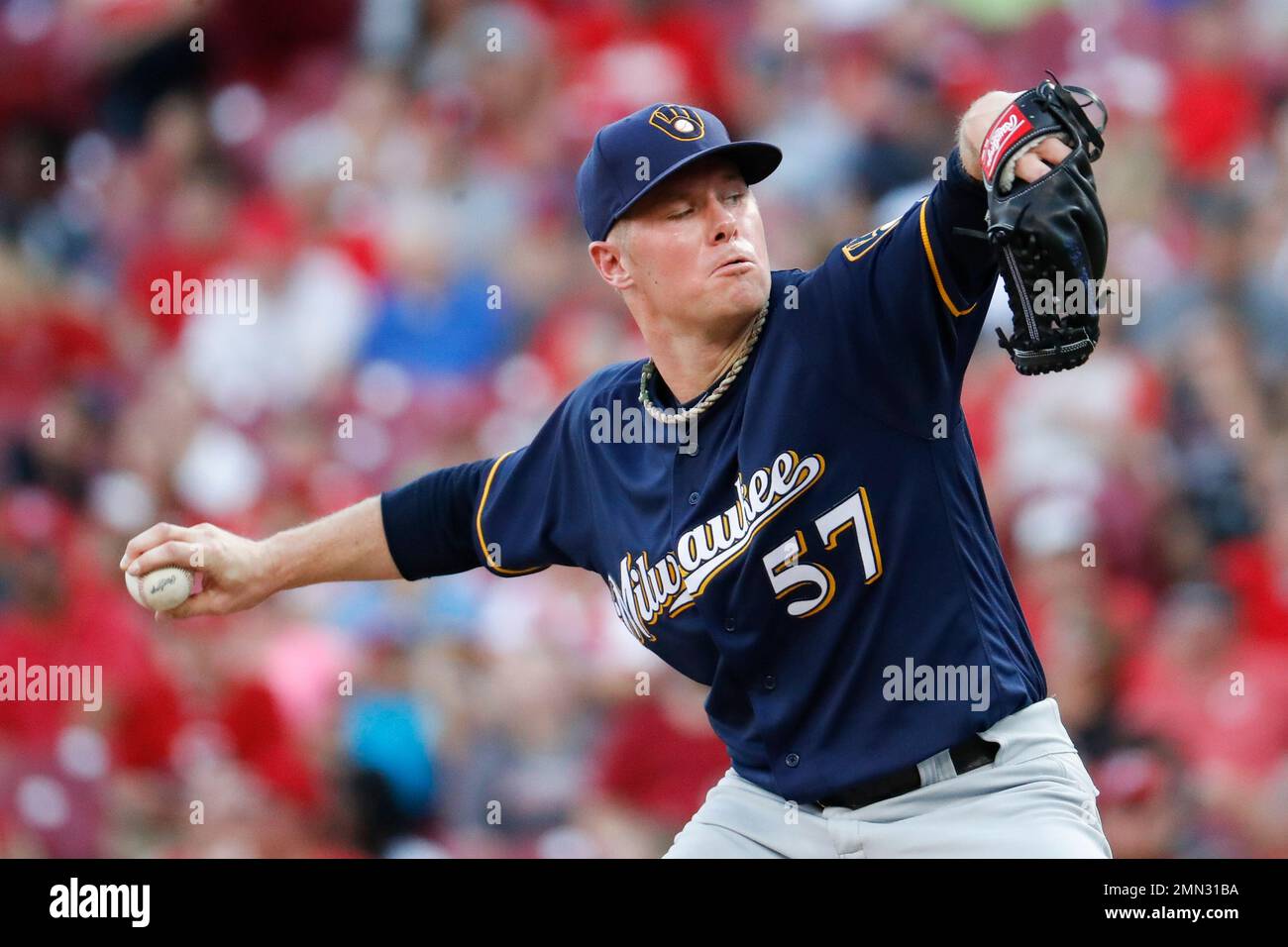 Milwaukee Brewers starting pitcher Chase Anderson throws in the first ...