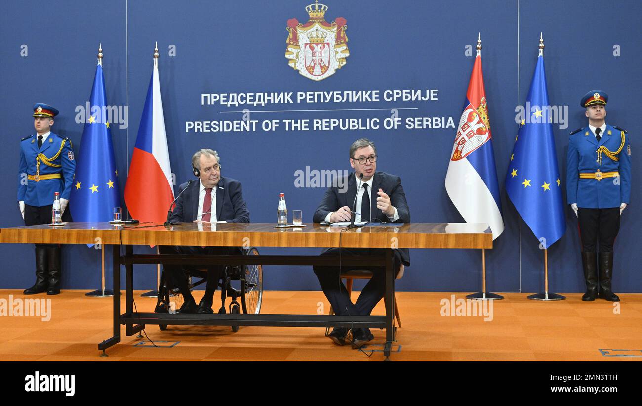 Belehrad, Srbsko. 30th Jan, 2023. Czech President Milos Zeman and ...