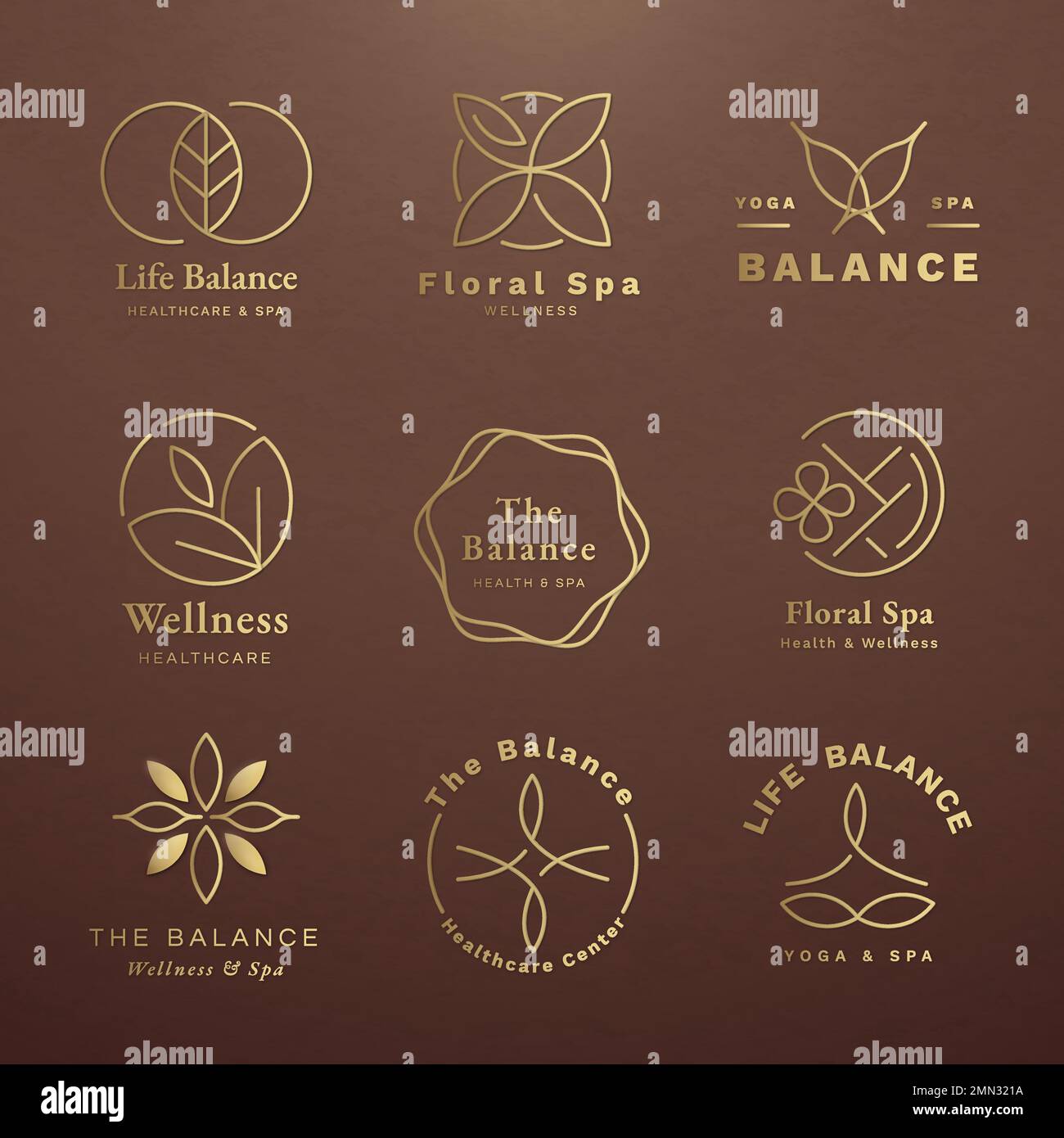 Editable yoga logo template vector set for health and wellness Stock ...
