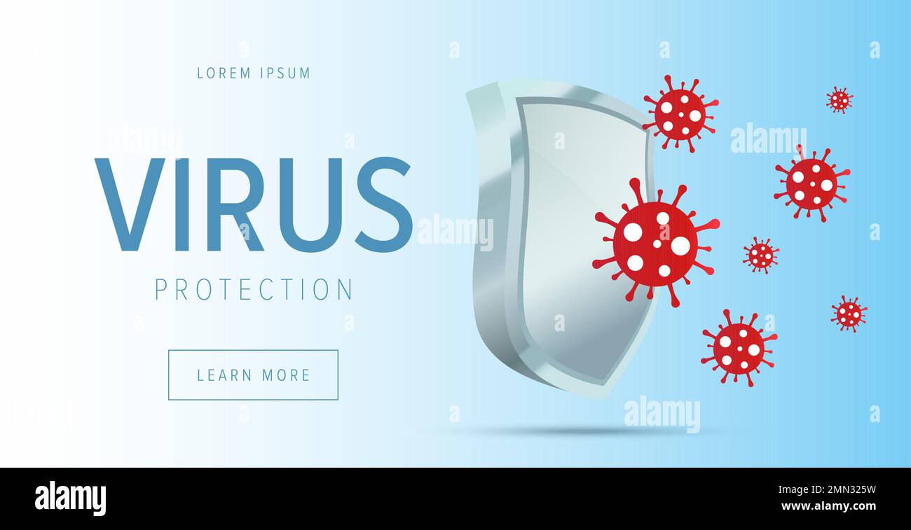 Virus Protection Concept Security Shield For Virus Protection Vector