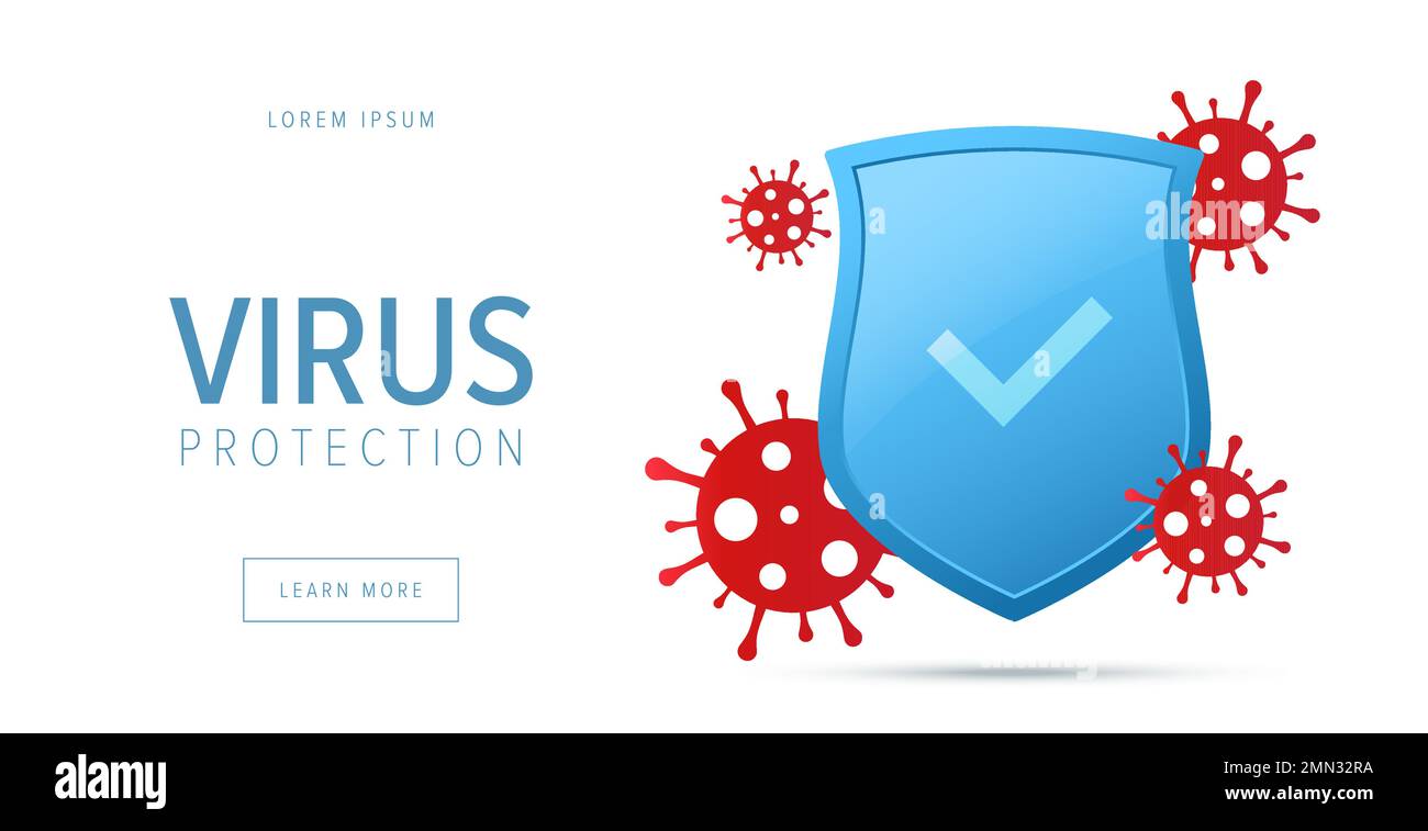 Virus protection concept. Security shield for virus protection. Vector ...