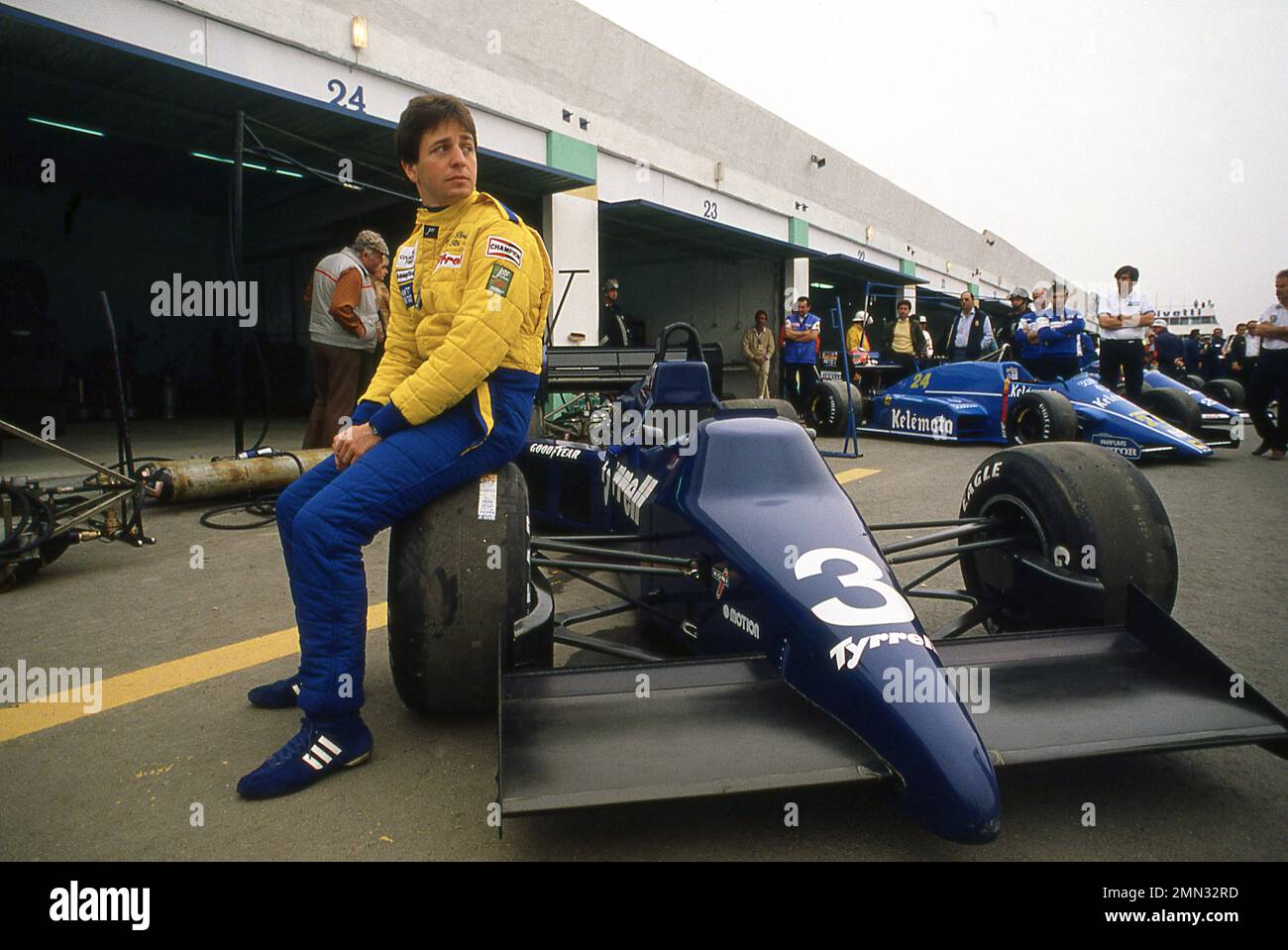 Martin Brundle with his Tyrrell Ford at the 1985 Portuguese Grand Prix ...