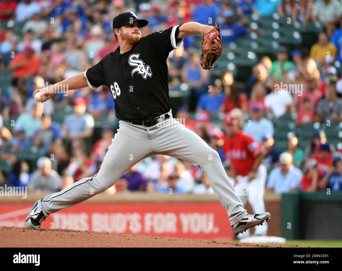 Chicago White Sox starting pitcher Dylan Covey works against the Texas ...