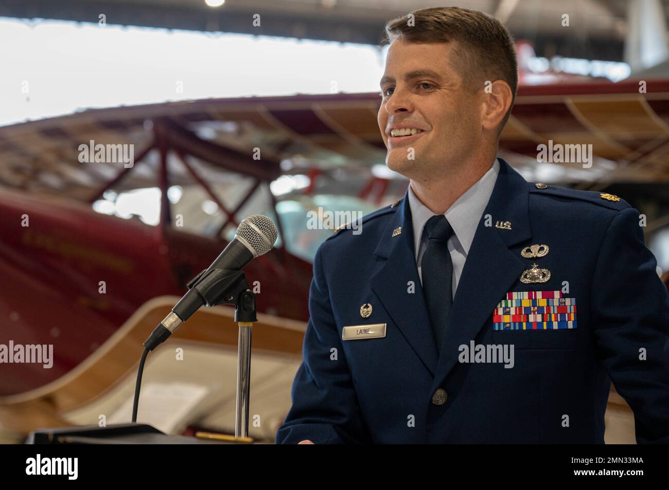 Maj. Ryan Laine, 18th Intelligence Squadron commander, shares a few ...