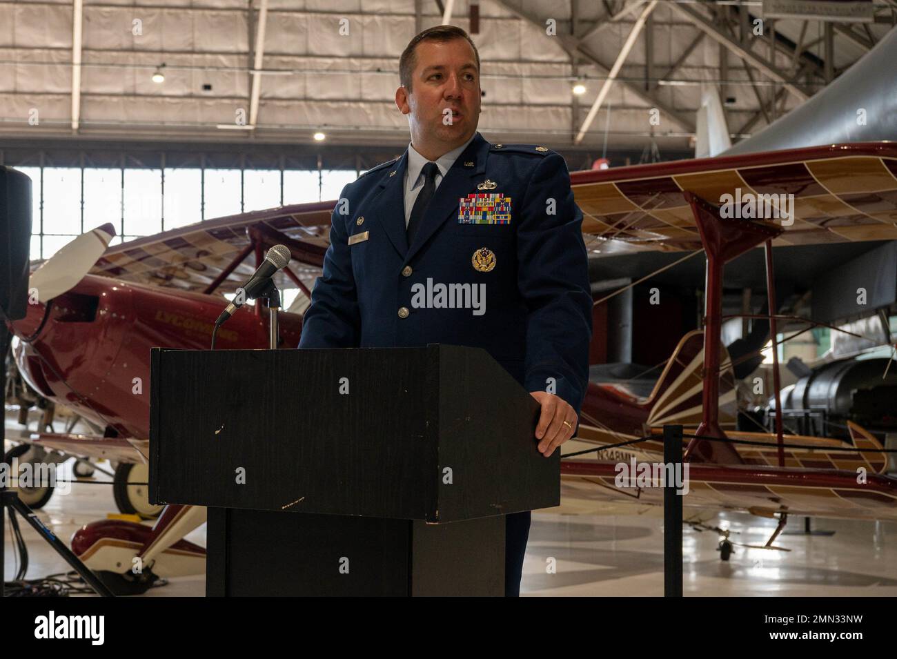Lt. Col. Josef Trainor, 26th Intelligence Squadron commander, speaks on ...