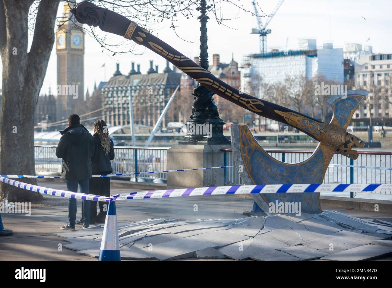 London, UK. 30 January 2023. The Leviathan Axe, an epic weapon from the ...