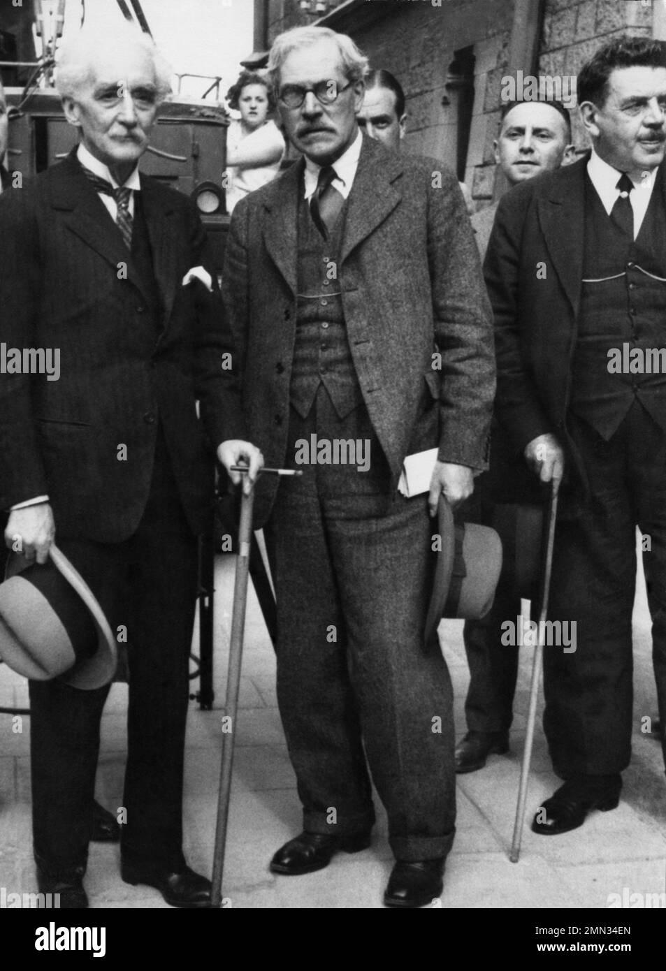 French Premier Edouard Herriot, right, talking to Britain's Prime ...