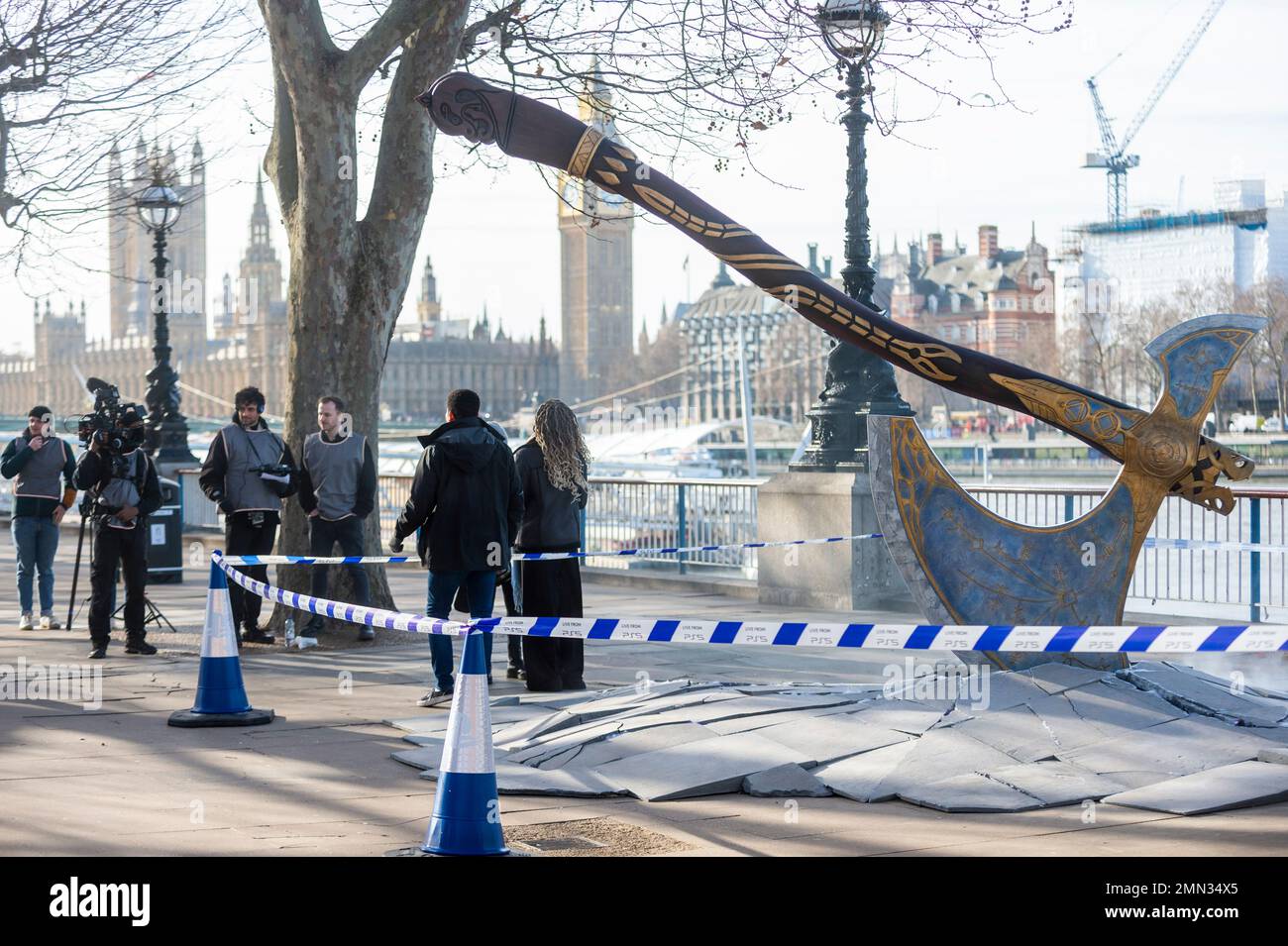 London, UK. 30 January 2023. The Leviathan Axe, an epic weapon from the ...