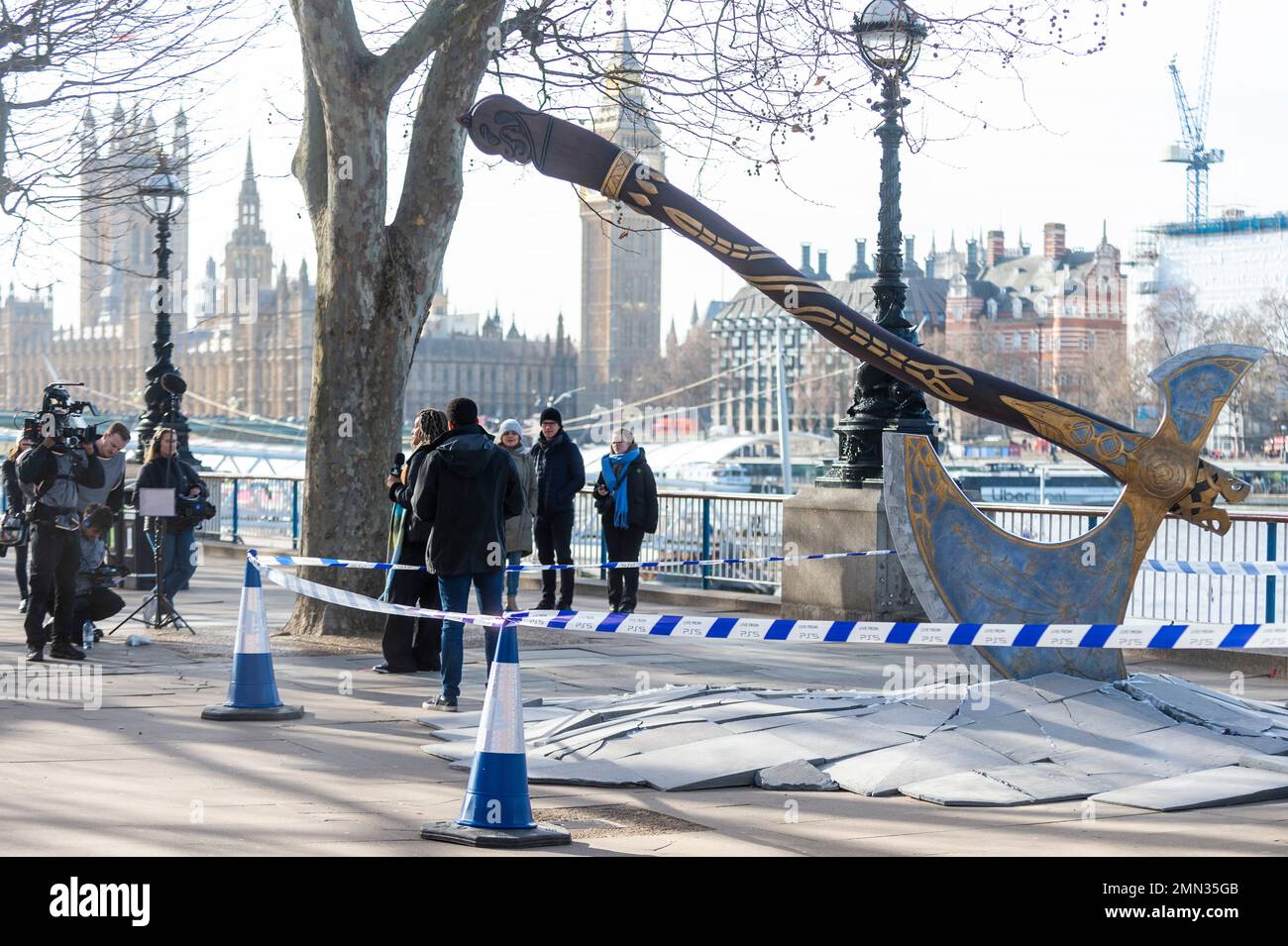 London, UK. 30 January 2023. The Leviathan Axe, an epic weapon from the ...