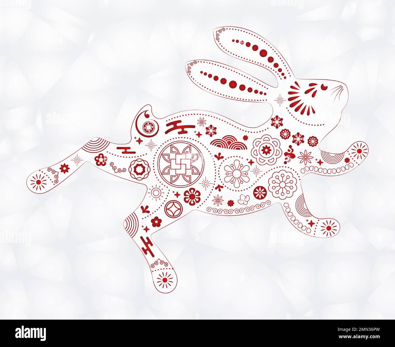 Chinese jumping rabbit. Zodiac animals with traditional Chinese pattern ...