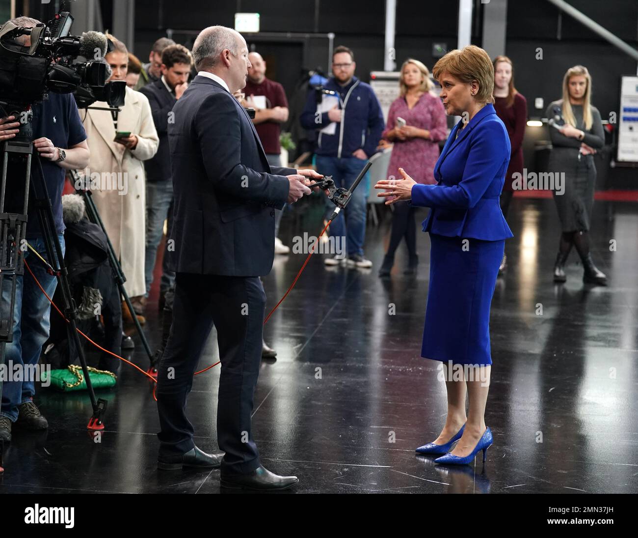 First Minister Nicola Sturgeon during a media interview on her visit to ...