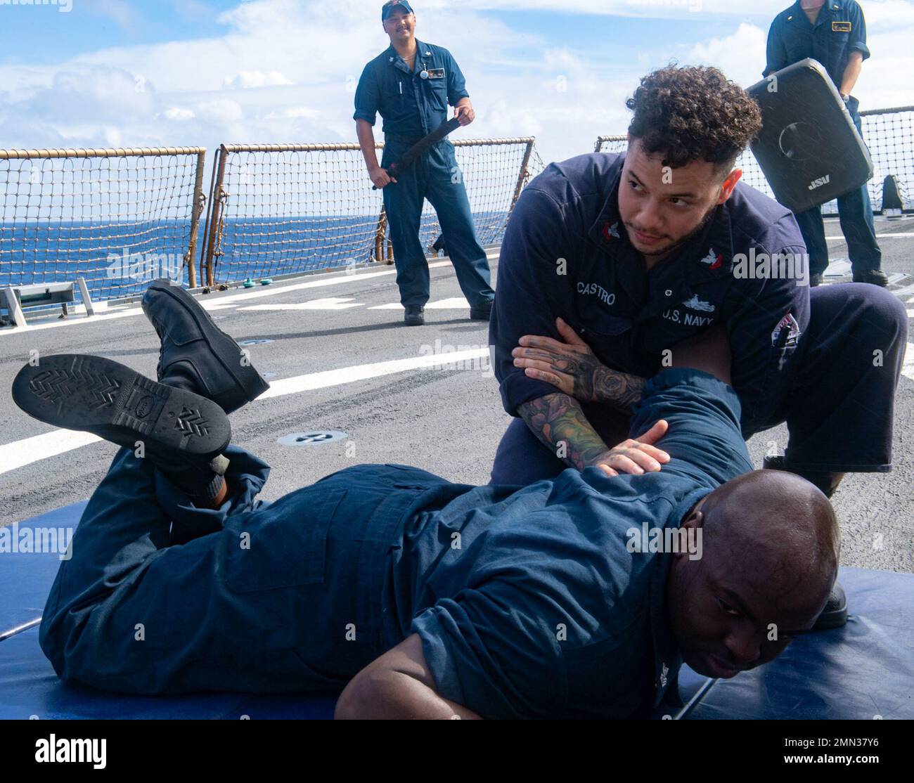 PHILIPPINE SEA (Sept. 27, 2022) Retail Services Specialist 1st Class Jeremy Lusk from Milwaukee ...