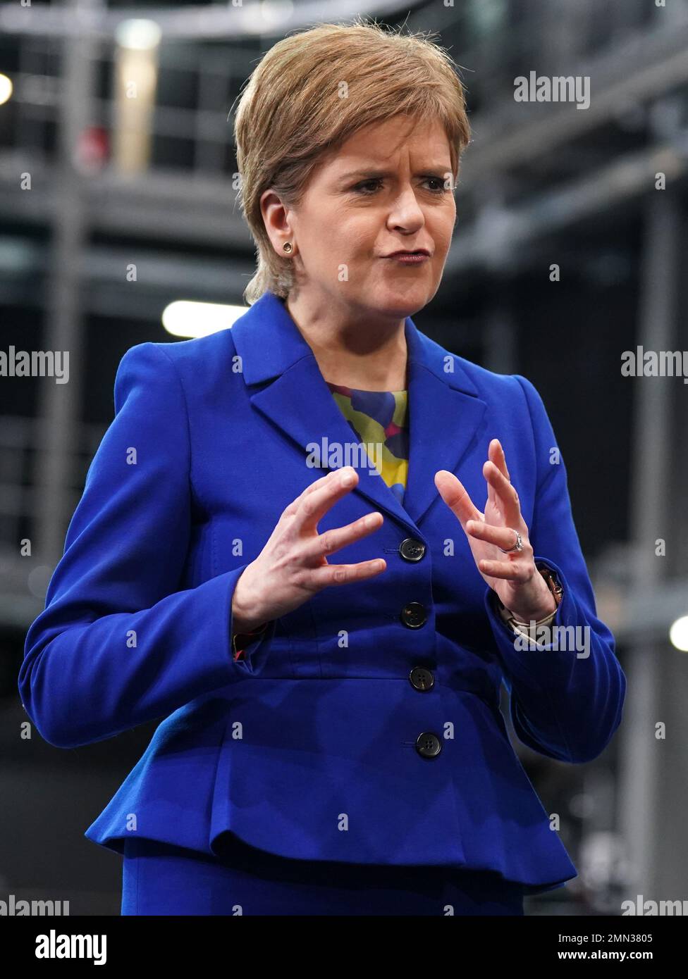 First Minister Nicola Sturgeon during a media interview on her visit to ...