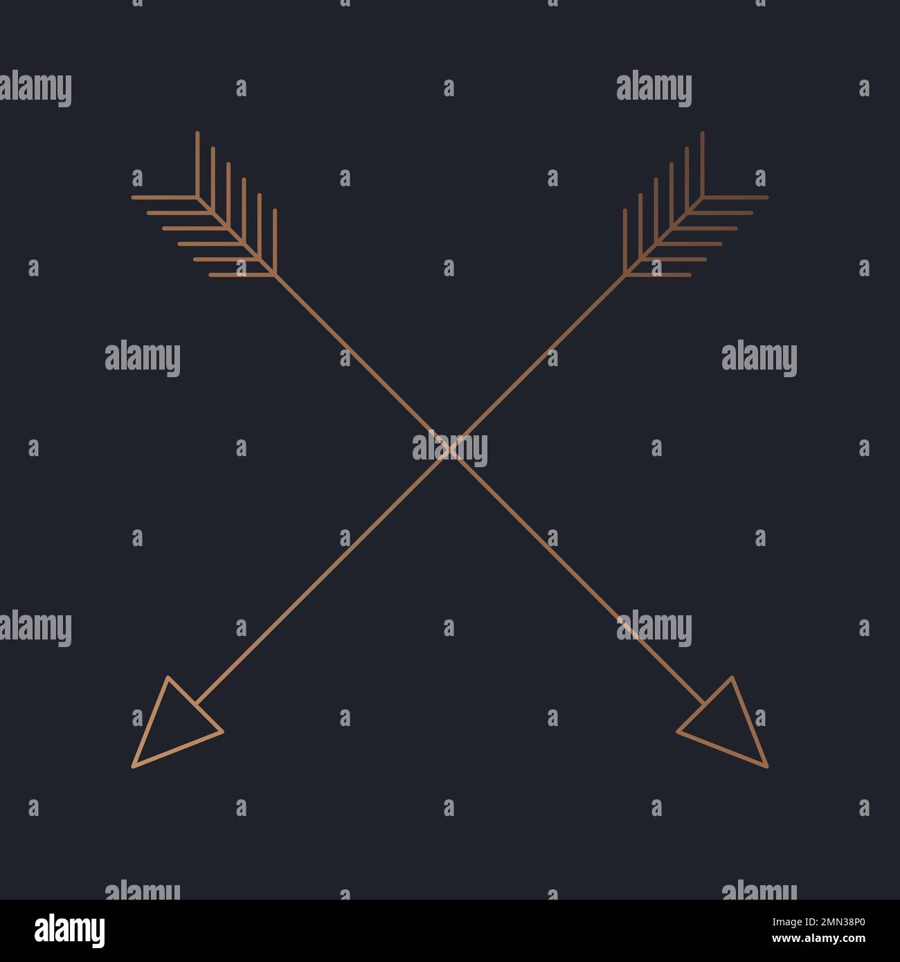 Aesthetic cross arrow copper logo element vector, simple tribal design ...