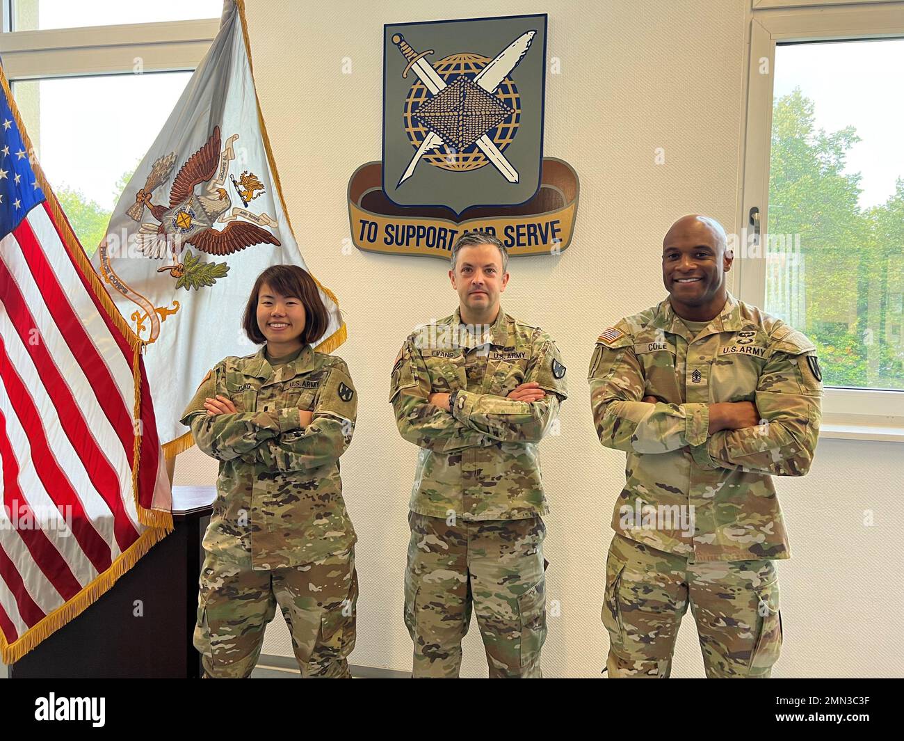 (L to R) 1st Lt. Ying Jiang and Maj. Jonathan Evans, 21st Theater ...