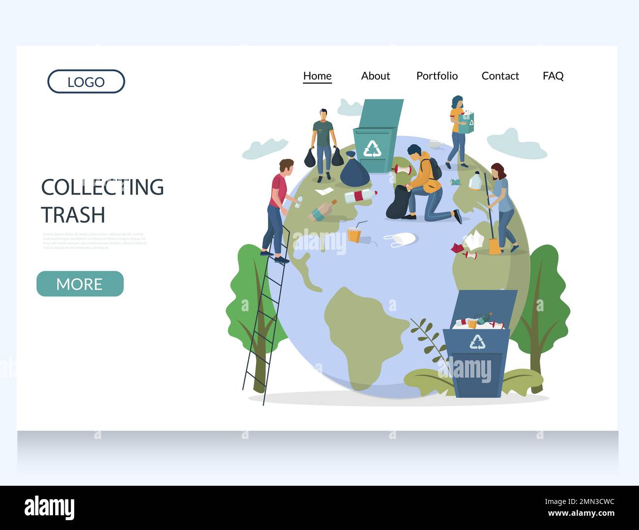 Collecting trash vector website landing page design template Stock ...
