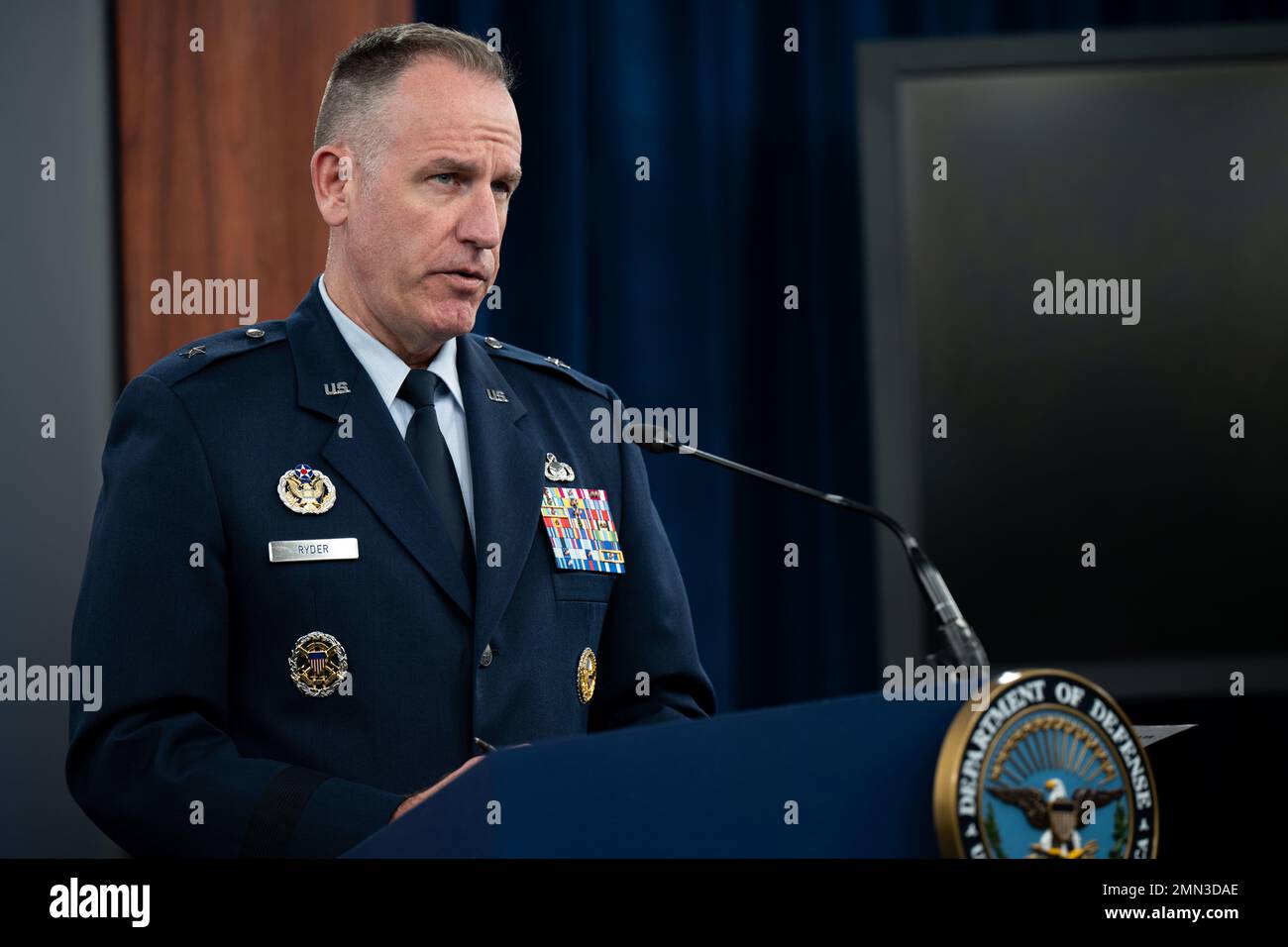 Pentagon Press Secretary Air Force Brig. Gen. Pat Ryder conducts a ...
