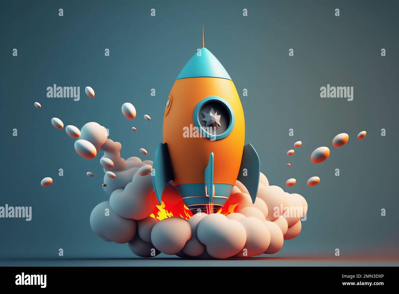 Cartoon Rocket With Fire