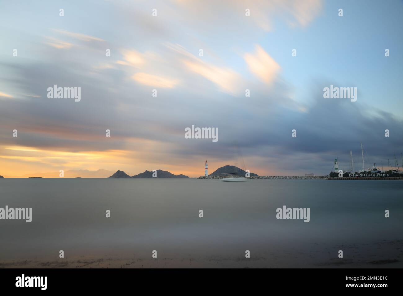 Bodrum, Turkey. 25 November 2022: Seascape at sunshine. Lighthouse and ...