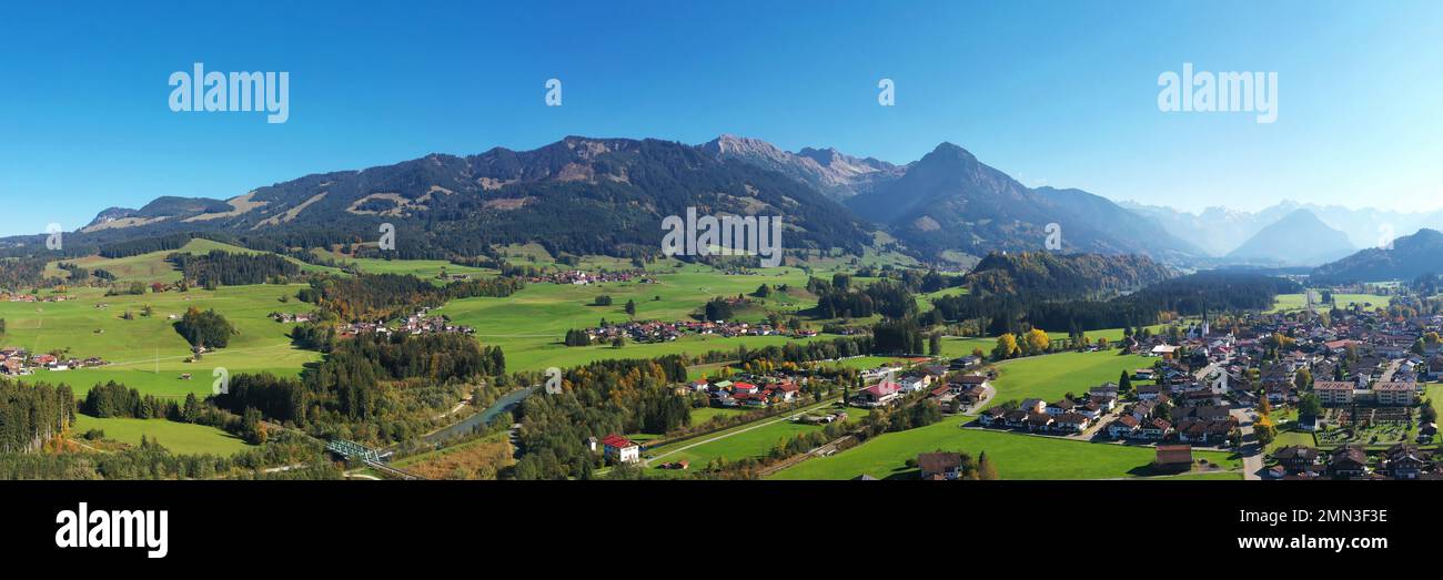 Aerial View Of Fischen Im Allgäu With View Of St. Verena Parish Church ...