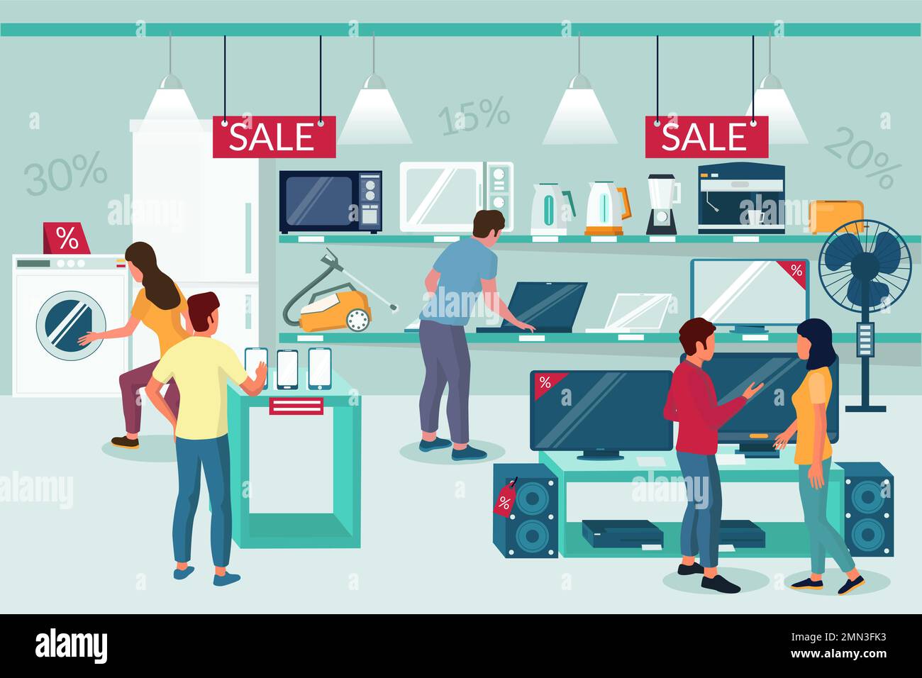 Electronics store sale promotion, vector flat illustration Stock Vector ...